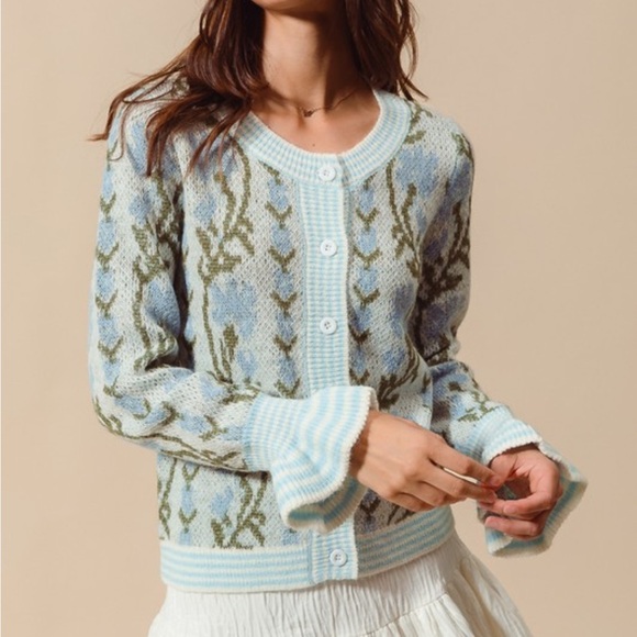 So Me | Sweaters | Floral And Stripe Cardigan | Poshmark